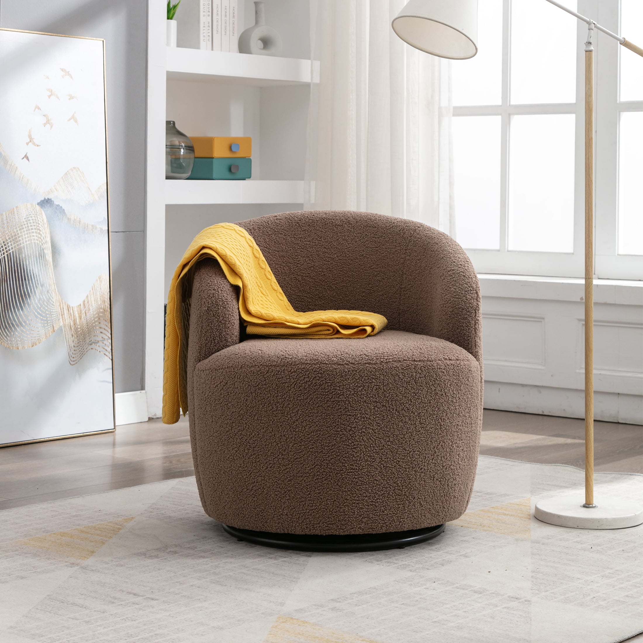 PORKISS Swivel Teddy Chair, Coffee Brown - Walmart.com