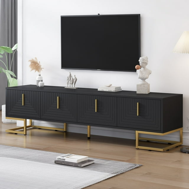 PORKISS TV Stand, Modern TV Console Table with Cabinets for TVs Up to ...