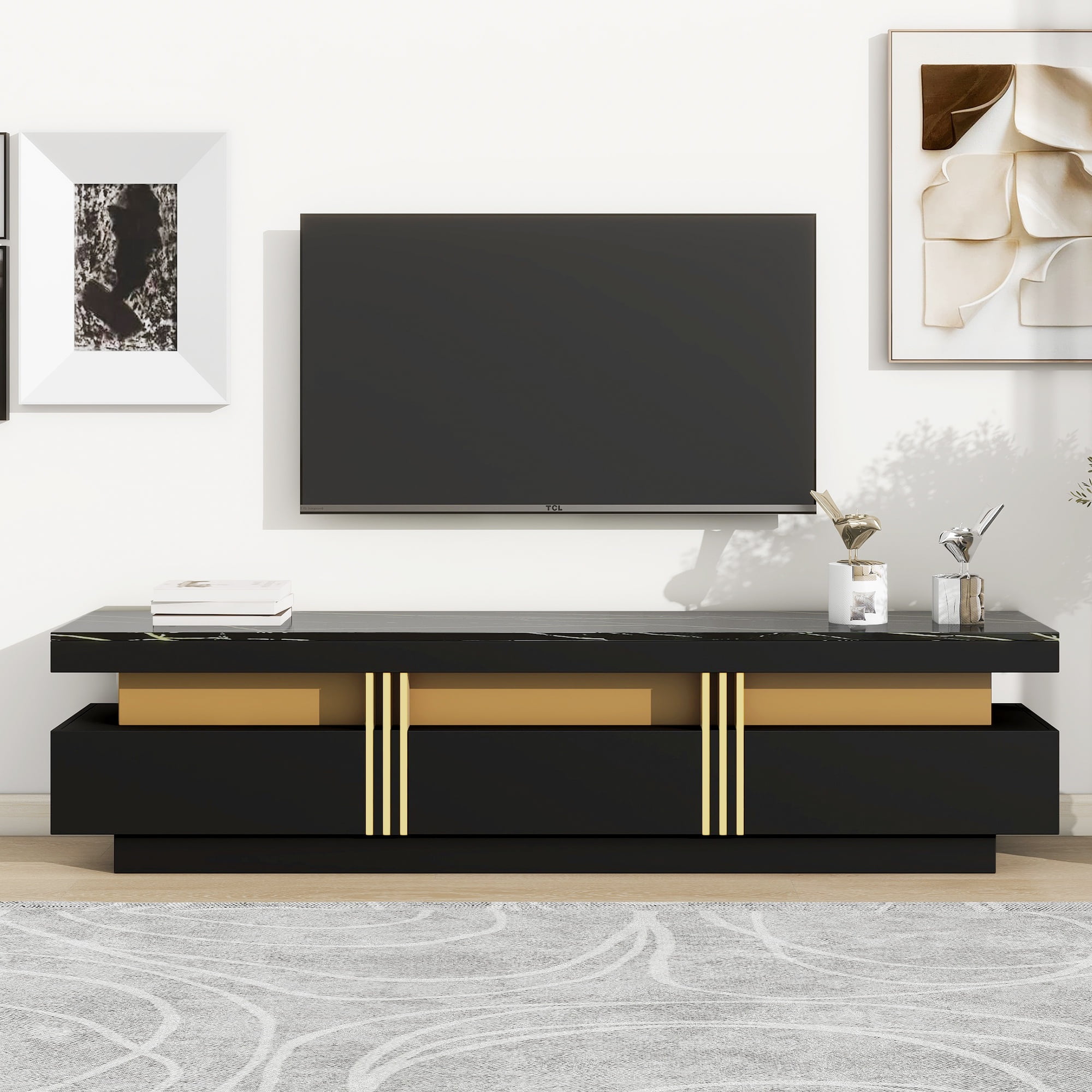 PORKISS TV Stand for TVs up to 75'', Modern Entertainment Center with ...
