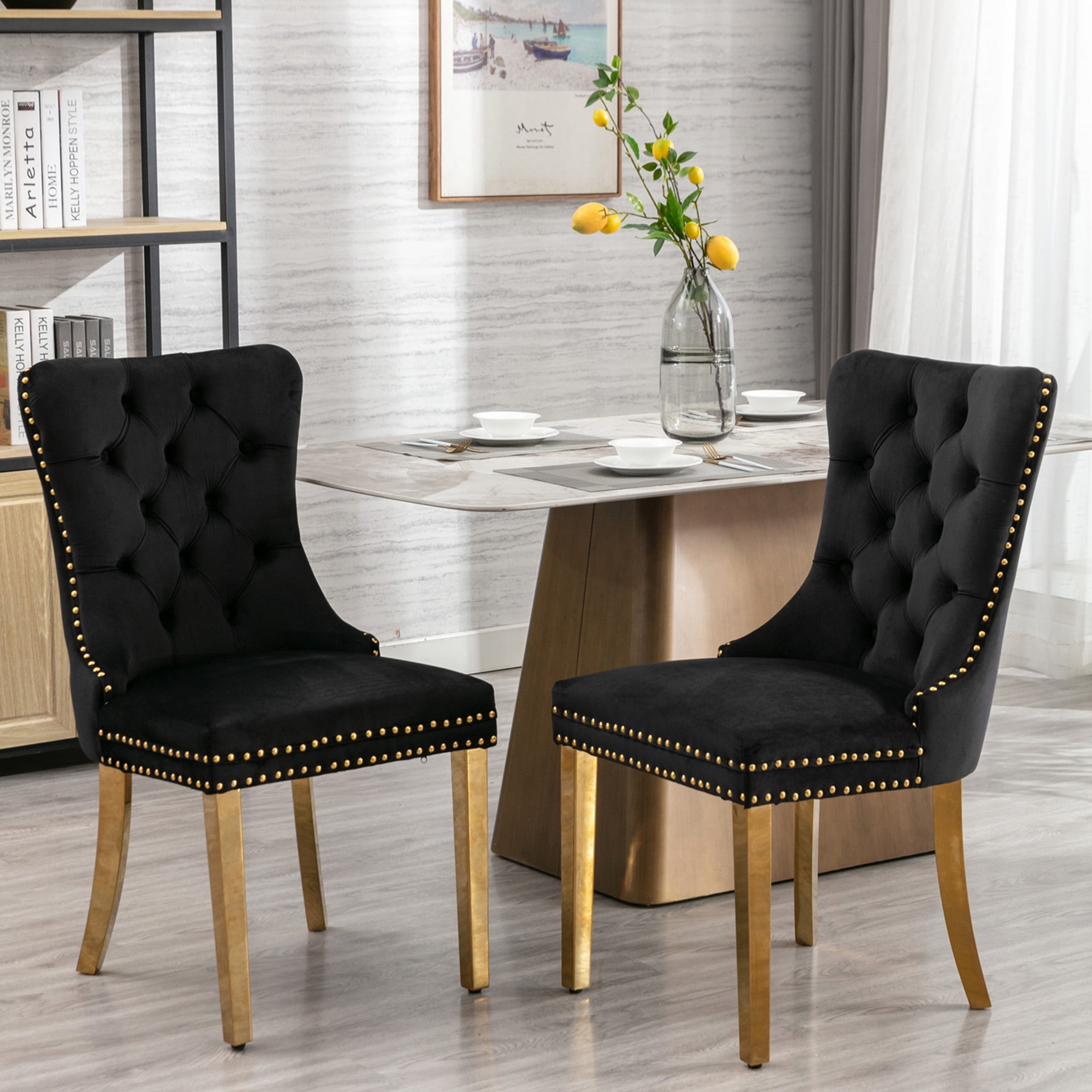 PORKISS Upholstered Dining Chairs, Modern Velvet Dining Room Chairs Set ...