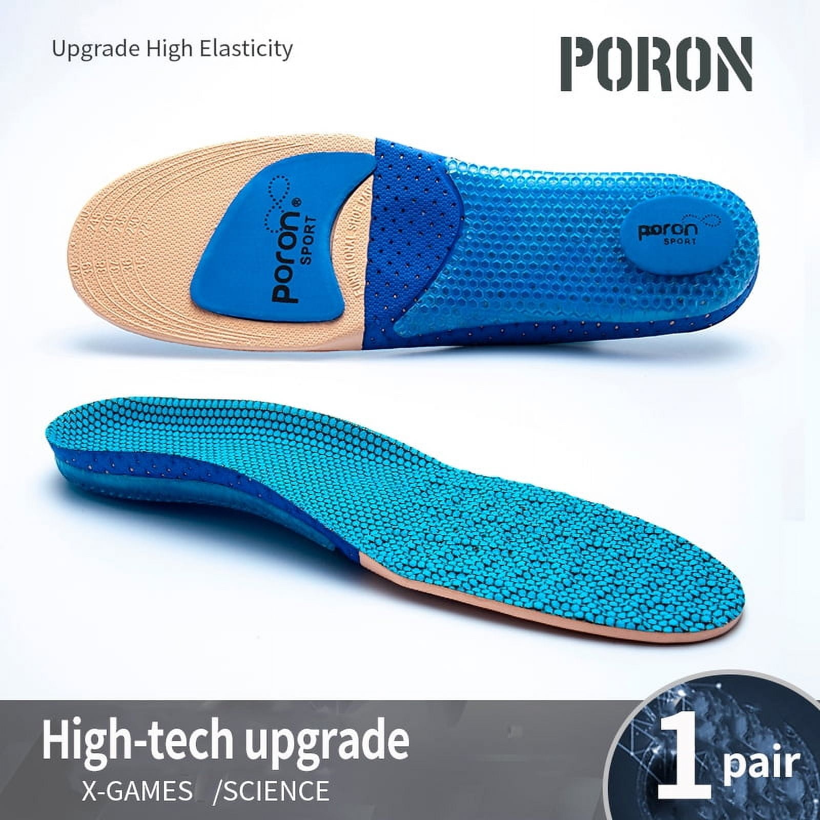PORON Silicone Soft Elastic Air Cushion Sport Insoles Orthopedic Shock Absorption Breathable ...