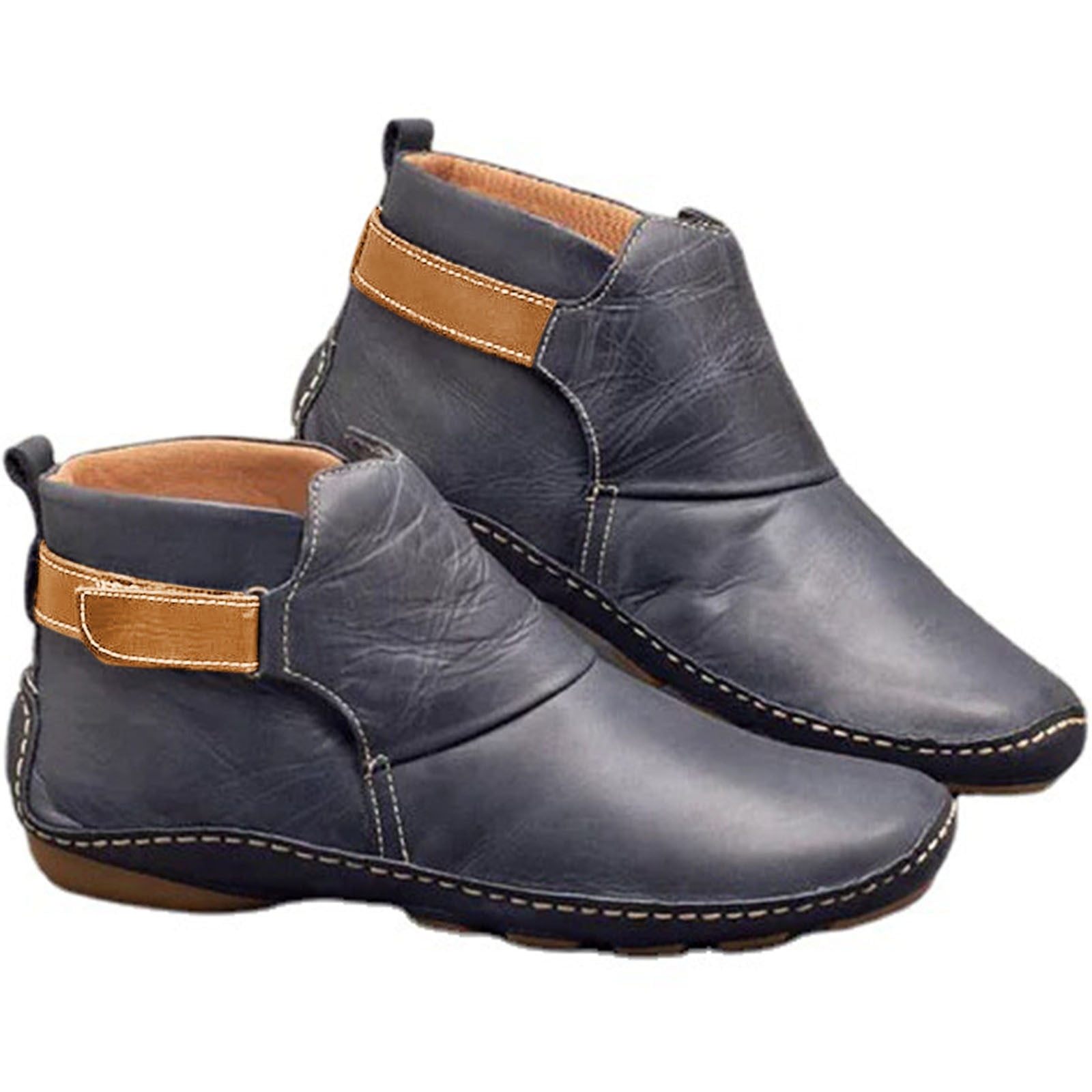 POROPL Ankle Boots for Women Flat Ankle Boots Womens Shoes Waterproof ...