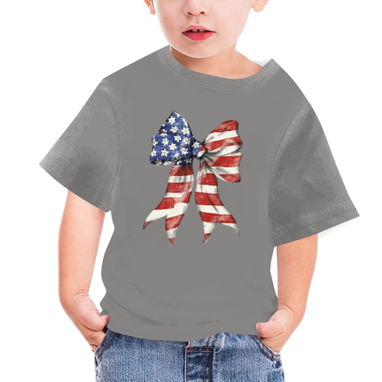POROPL Girl Fourth of July Shirt Independence Day Shirts For Kids Short ...