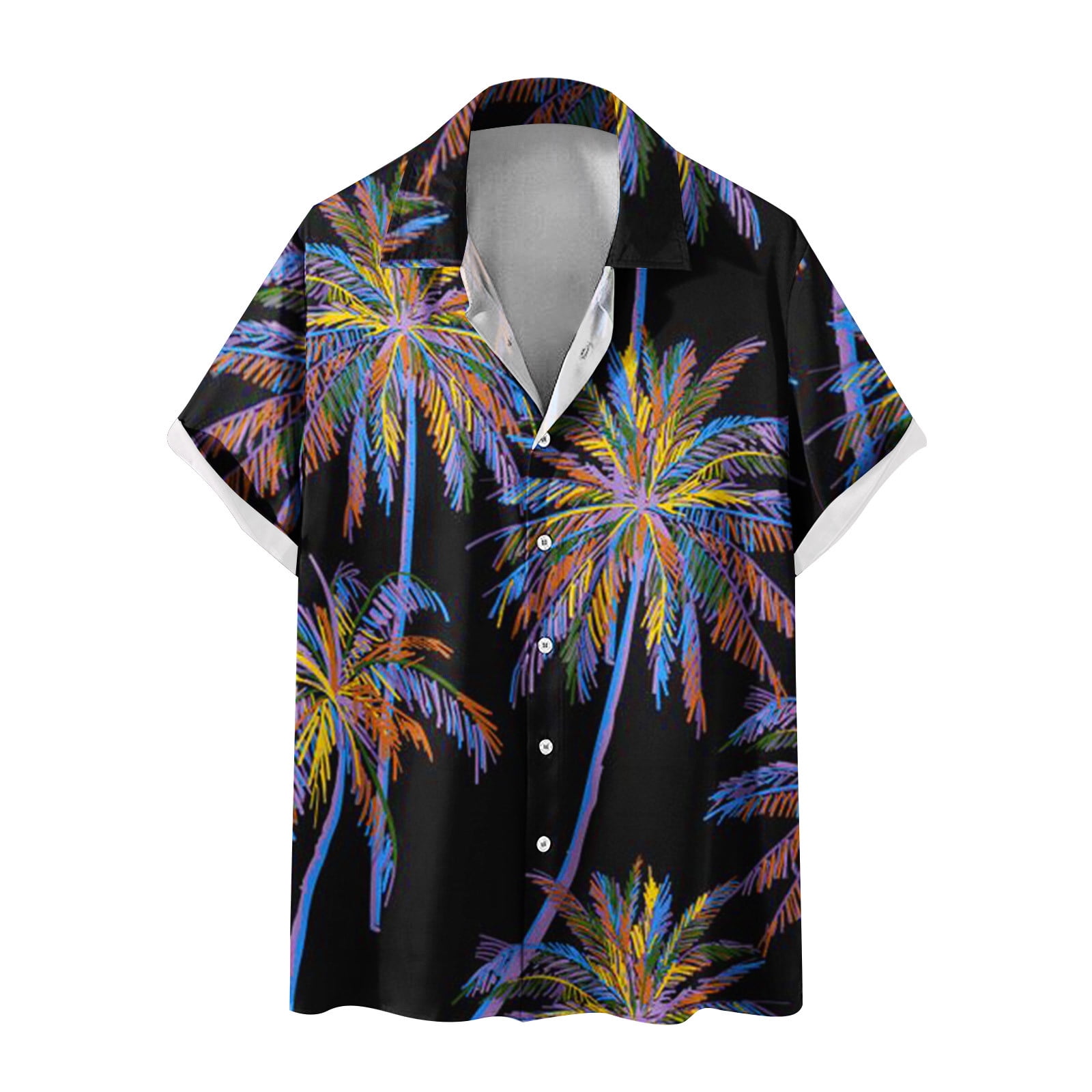 POROPL Mens Graphic T-shirts Black Summer Short Sleeve Palm Tree Print ...