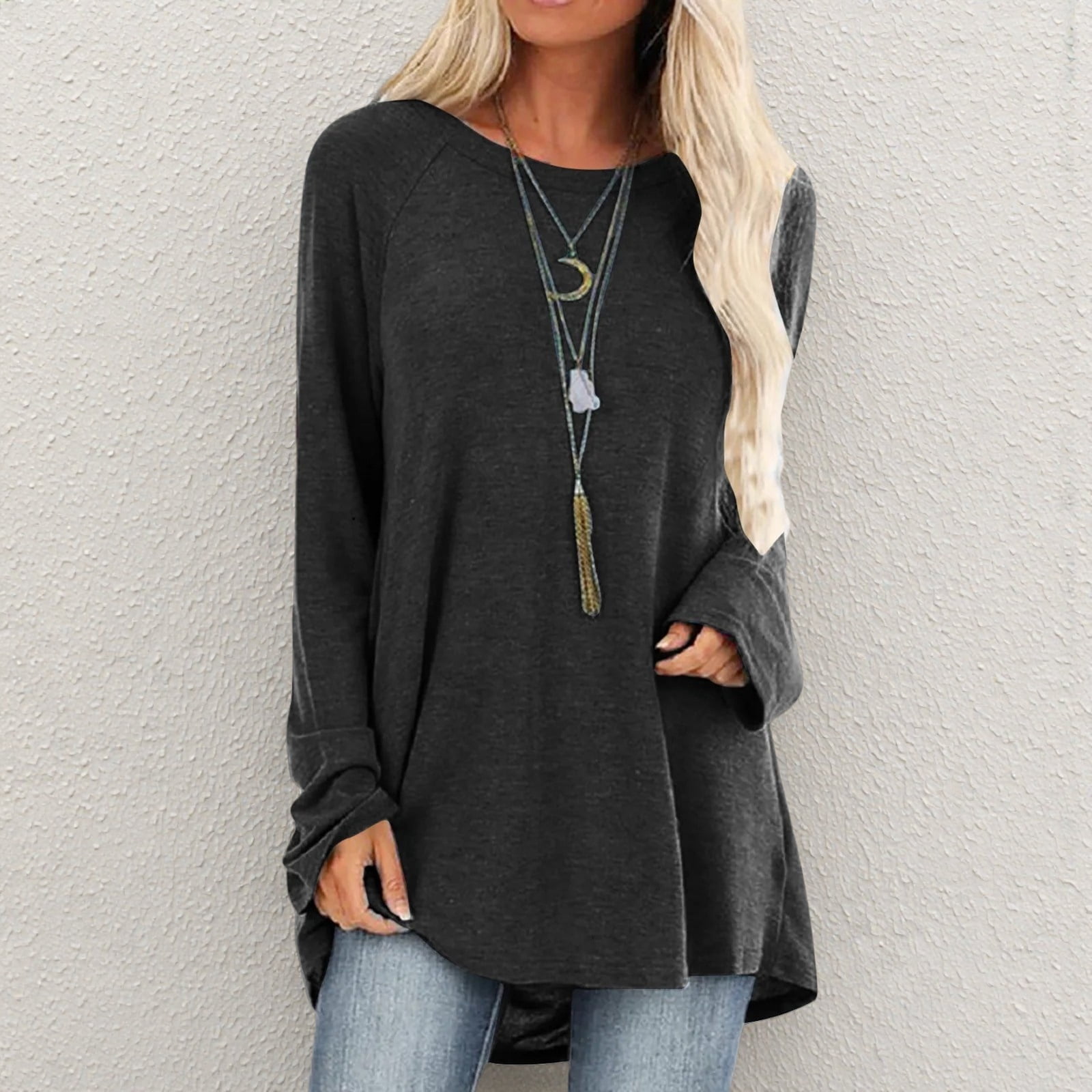 POROPL Tunic Tops to Wear with Leggings,Women Casual O-Neck T-Shirt ...