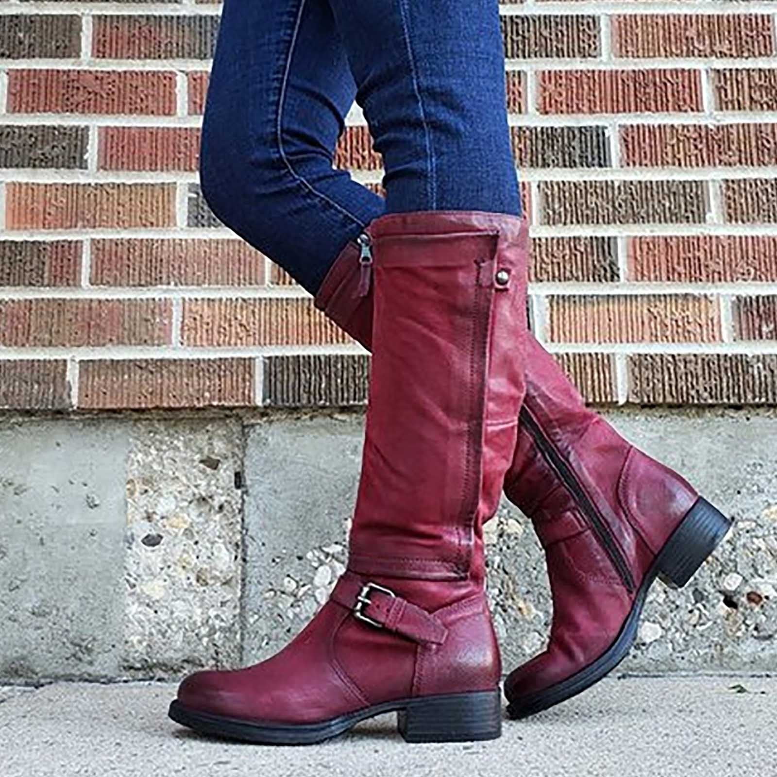 POROPL Wide Mid-Calf Boots For Women Booties Girls Comfort Tennis Shoes ...