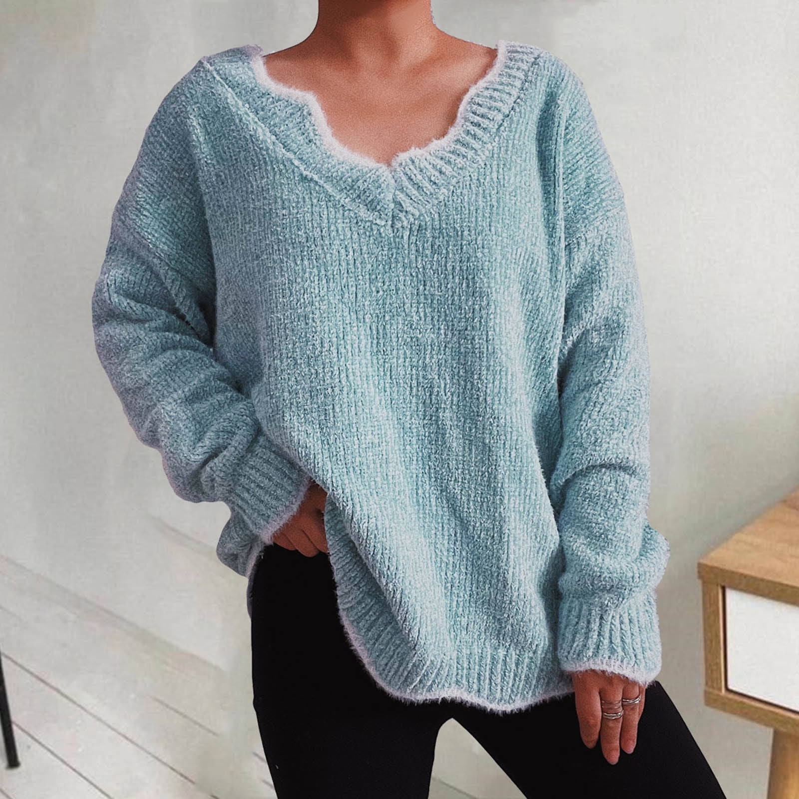 POROPL Women'S Plus Size Sweaters V-Neck Sweater Oversized Thick ...