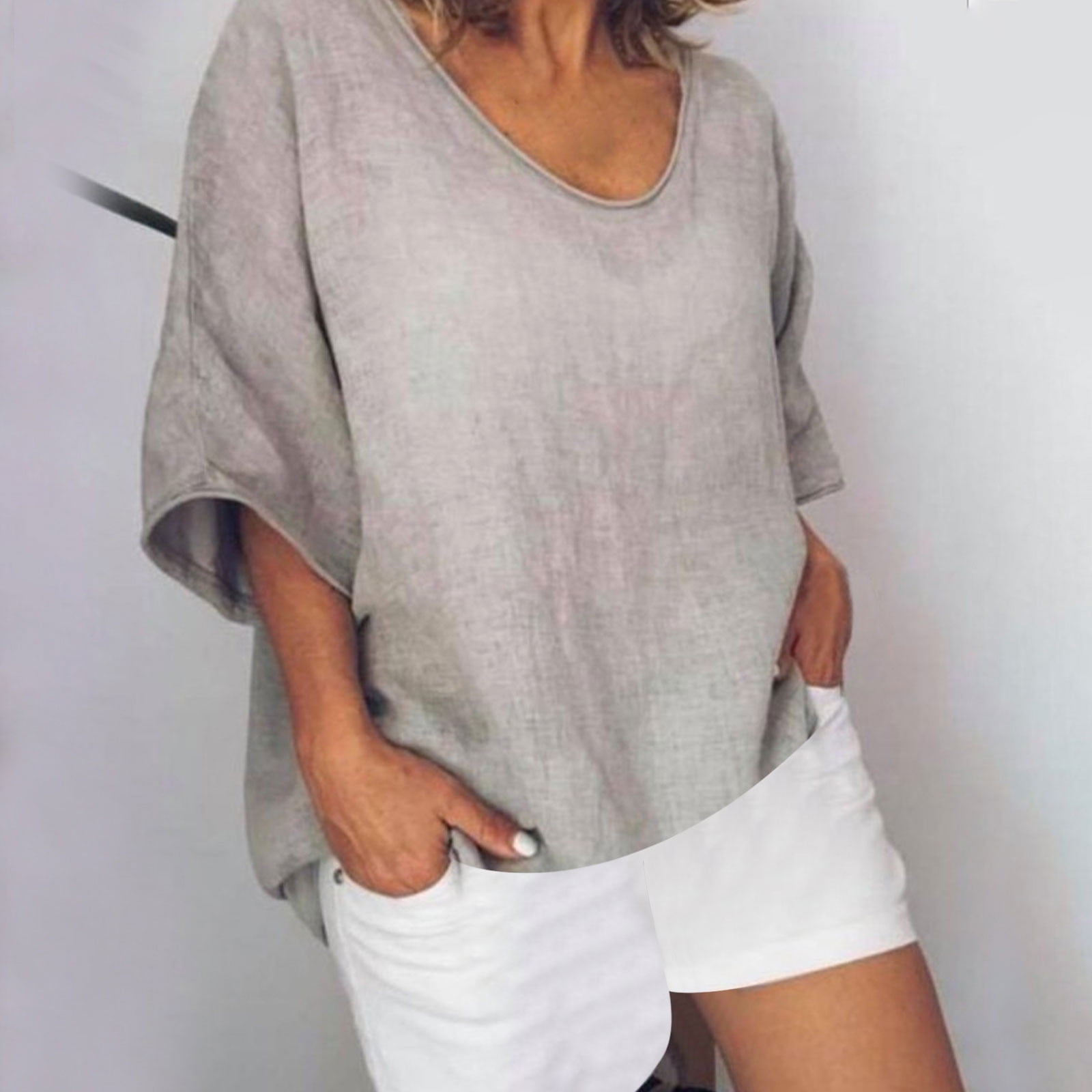 POROPL Women Summer Tops Short Sleeve Solid Summer Casual Loose Womens Loose Fall Tops - Walmart.com