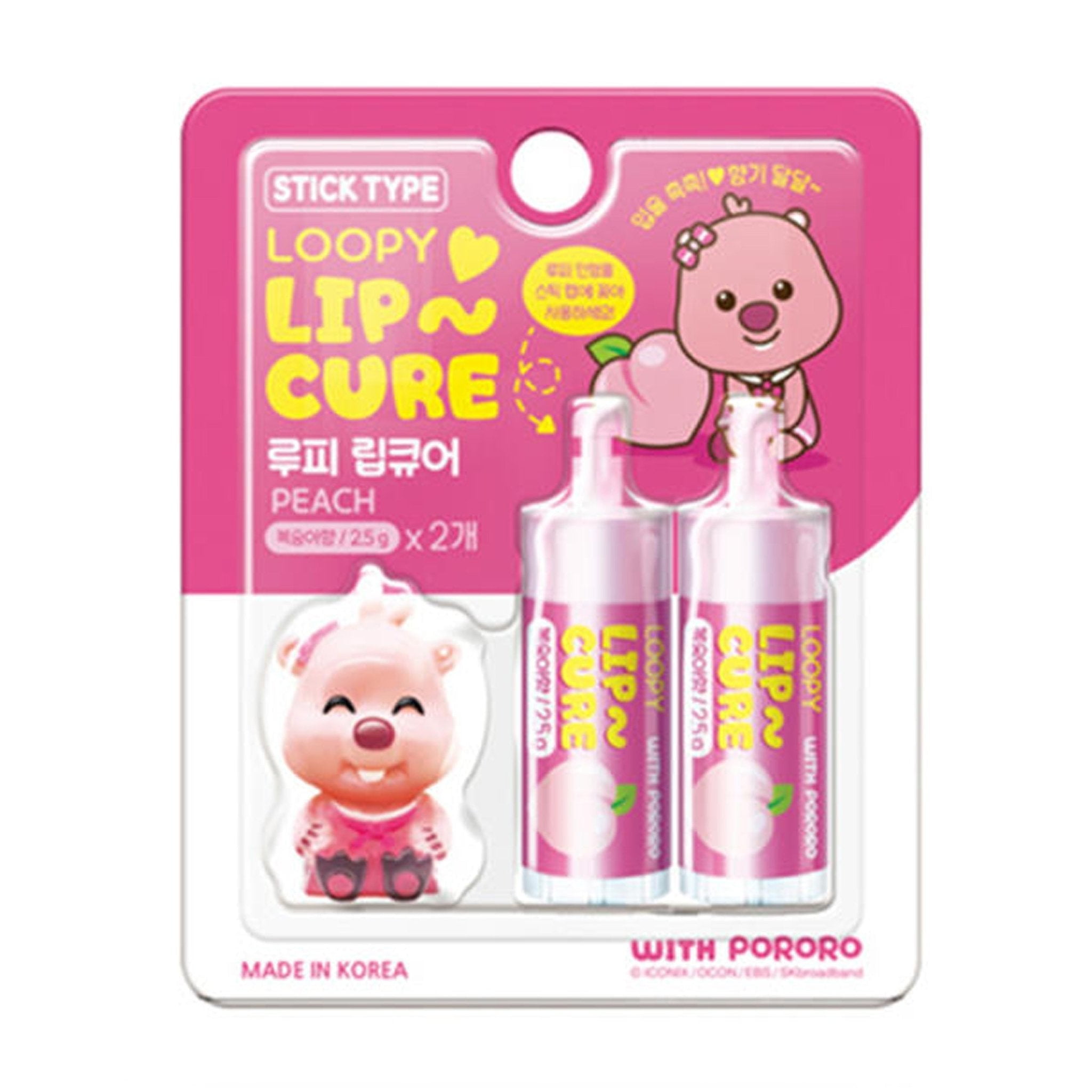 PORORO Loopy Lip Cure 2.5g*2 Sticks - Peach - Walmart.com