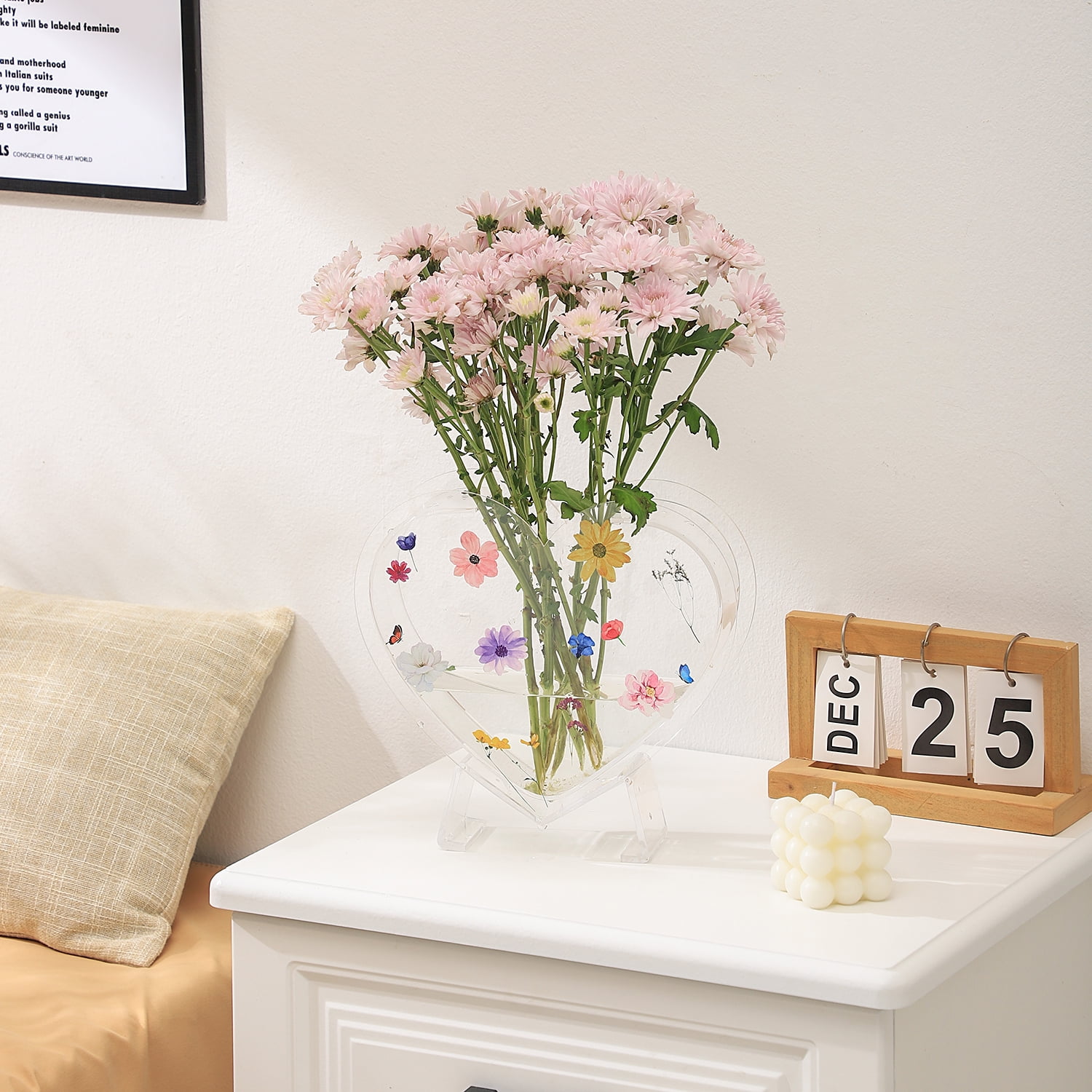 PORPAN Heart Vase, Acrylic Flower Vase, Hangable Wall Vase, Clear ...