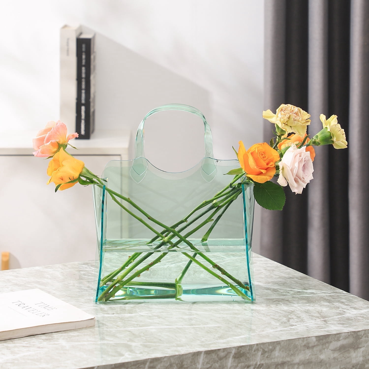 PORPAN Acrylic Bag Vase, Modern Aesthetic Purse Vase for Flowers ...
