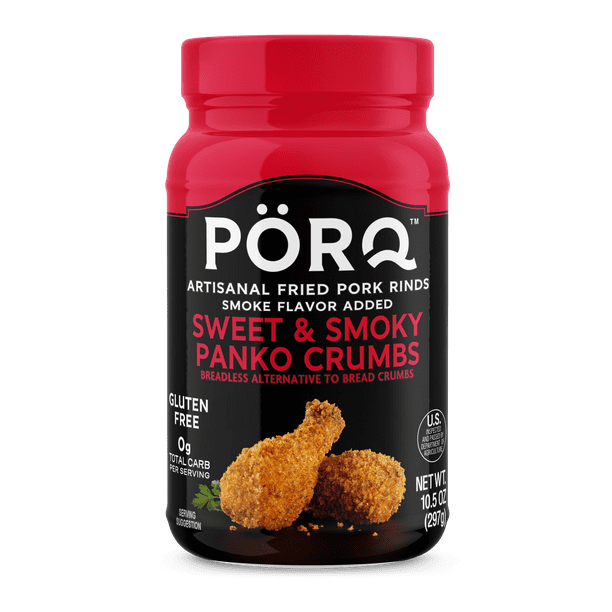 PORQ Sweet & Smoky Pork Rind Panko Crumbs, Gluten Free, Keto Friendly ...
