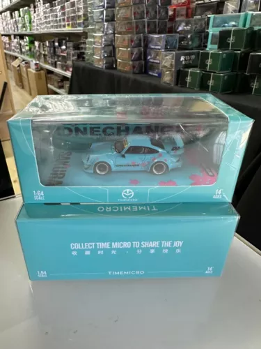 PORSCHE 964 SAKURA BLUE WITH FIGURE 1/64 DIECAST CAR MODEL BY TIME ...
