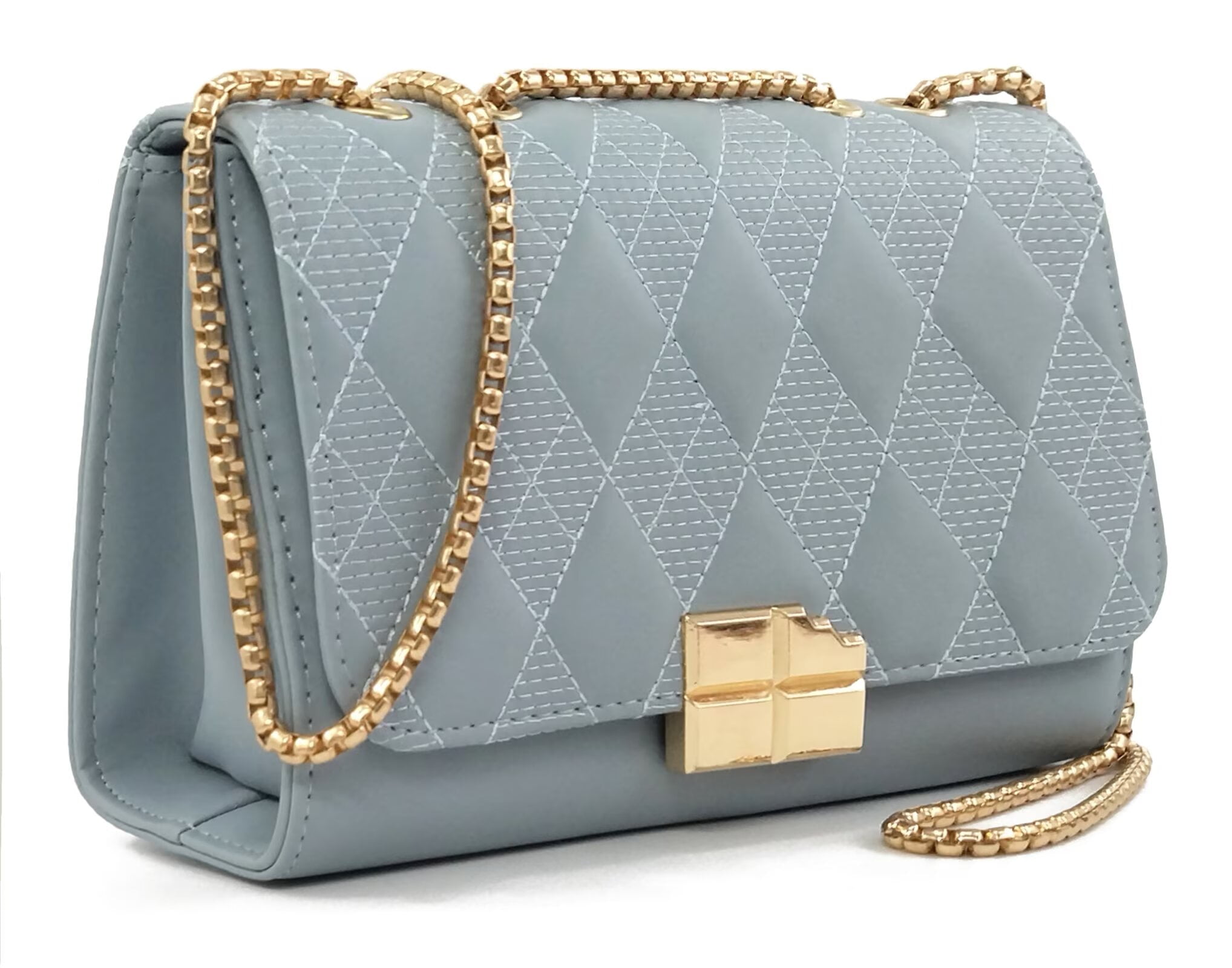 PORT&LOTUS Small Shoulder Purses for Women with Golden Chain Strap Blue ...