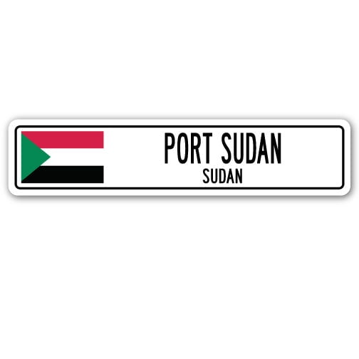 PORT SUDAN SUDAN Street Sign Sudanese flag city country road wall gift ...