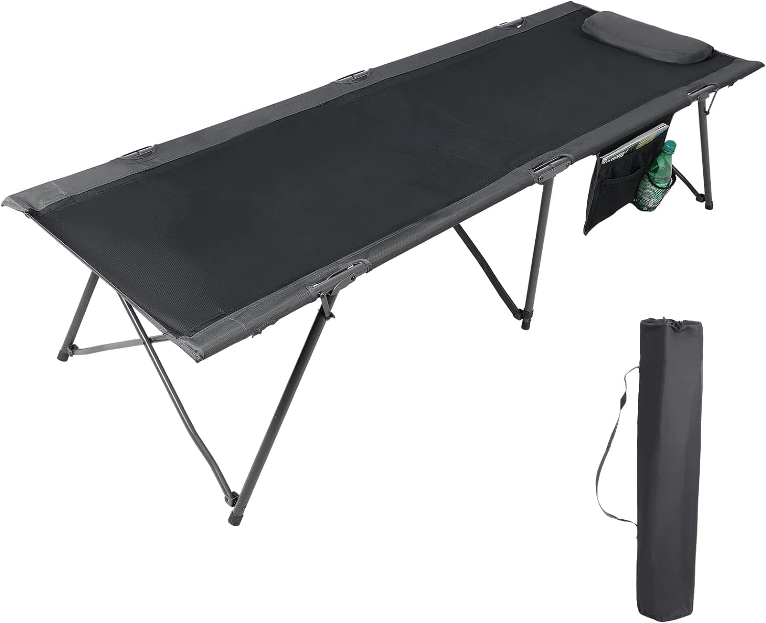 PORTAL Folding Camping Cot for Adults, 80” Extra Length Travel Cot with Pillow, Outdoor Sleeping ...