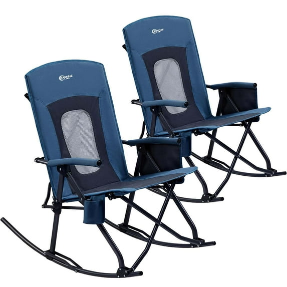 PORTAL Folding Camping Rocking Chair, Portable Outdoor Rocker with Mesh ...