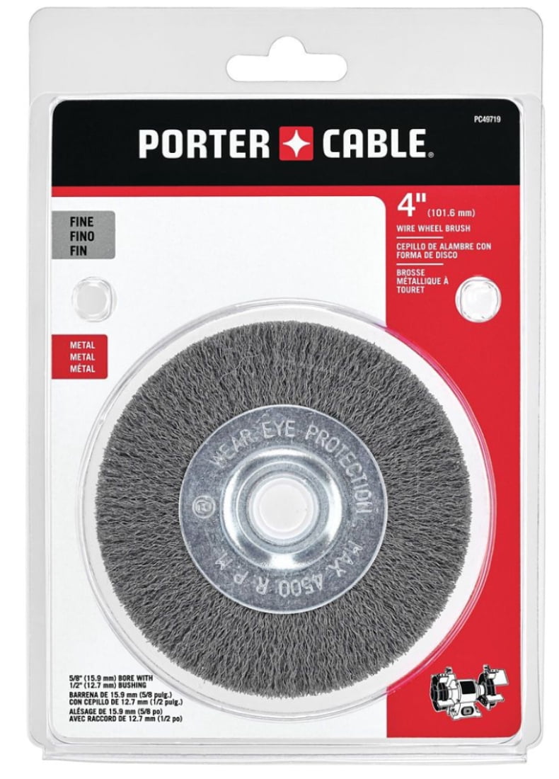 PORTER-CABLE PC49719 Brush 4 inch Wire Fine 1/2 inch Arbor Steel 4,500 ...