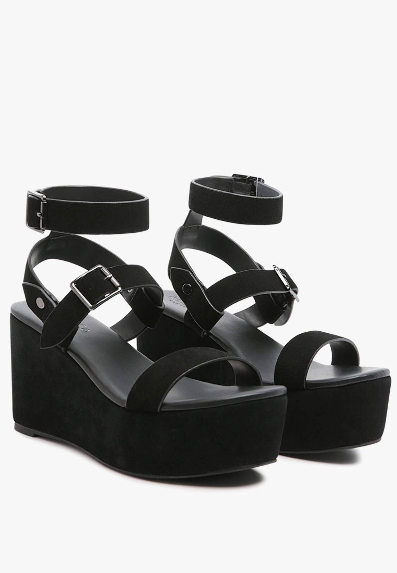 PORTIA Leather Wedge Sandal in Black - Walmart.com