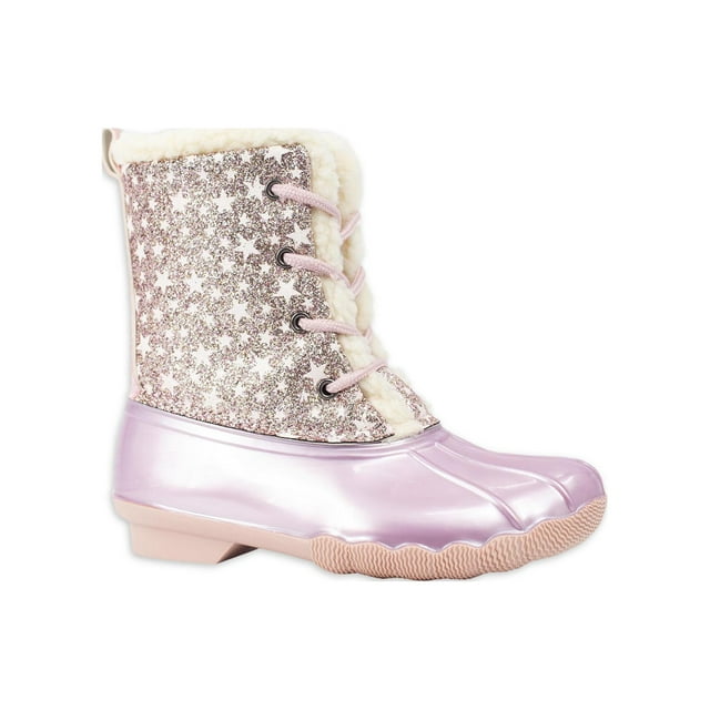 PORTLAND By Portland Boot Company Girls Pink Glitter Ankle-High Duck ...
