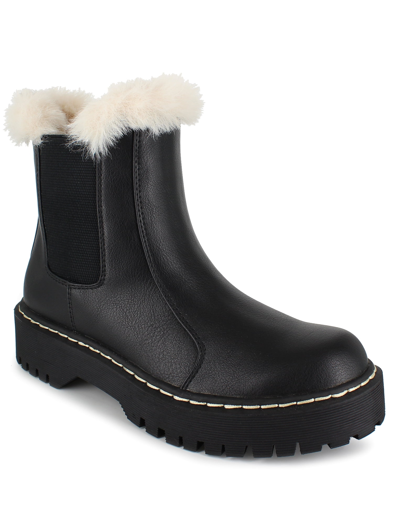 PORTLAND by Portland Boot Company Women's Faux Fur Trim Chelsea Boot ...