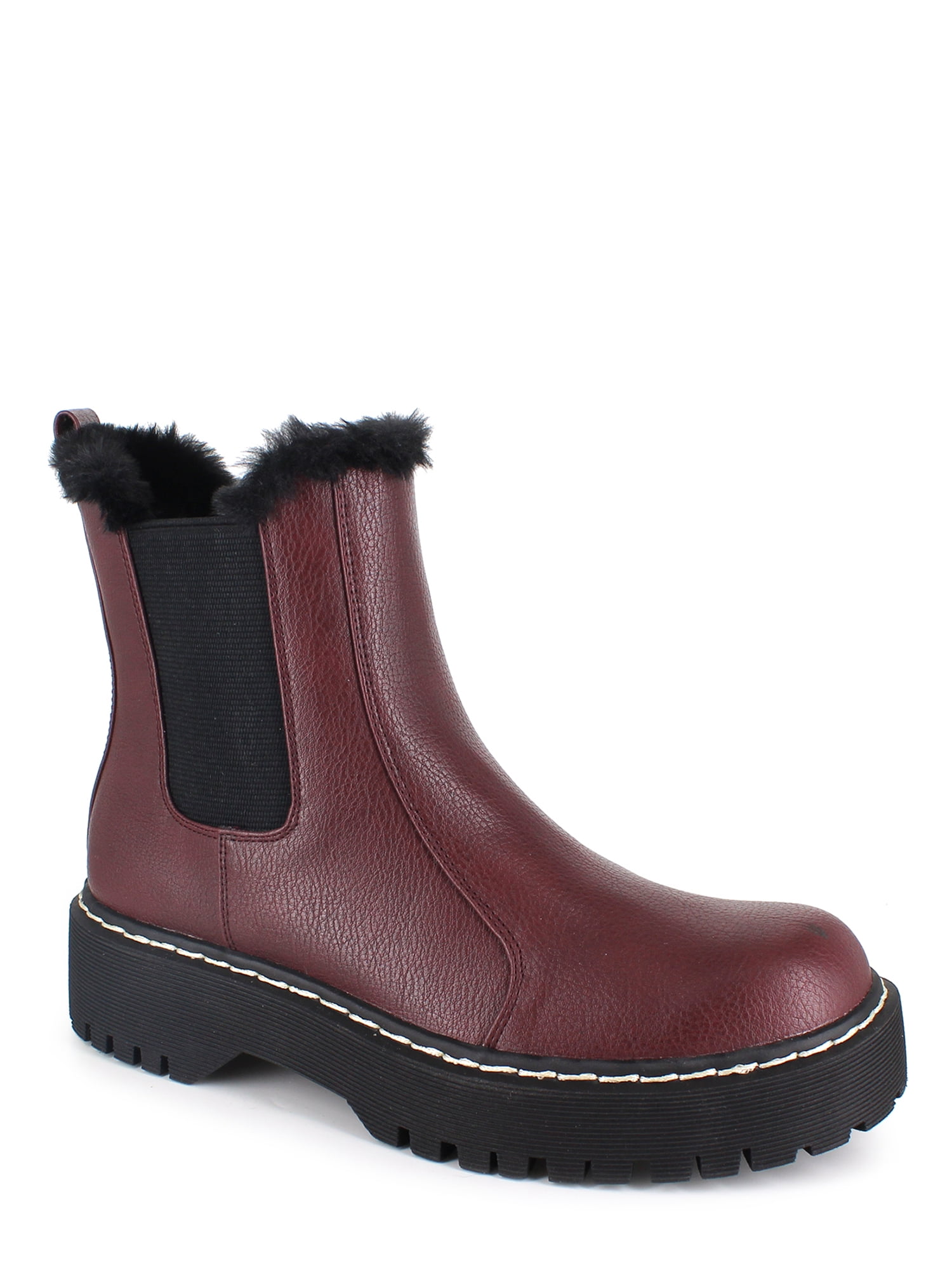 PORTLAND by Portland Boot Company Women's Faux Fur Trim Chelsea Boot ...