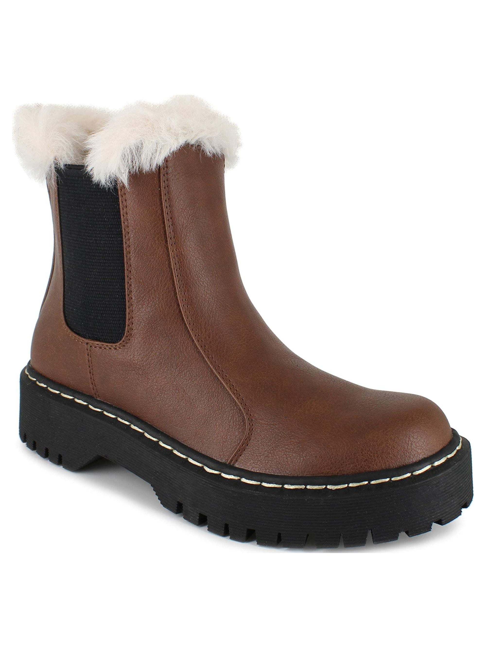 PORTLAND by Portland Boot Company Women's Fur Trim Chelsea Boot ...