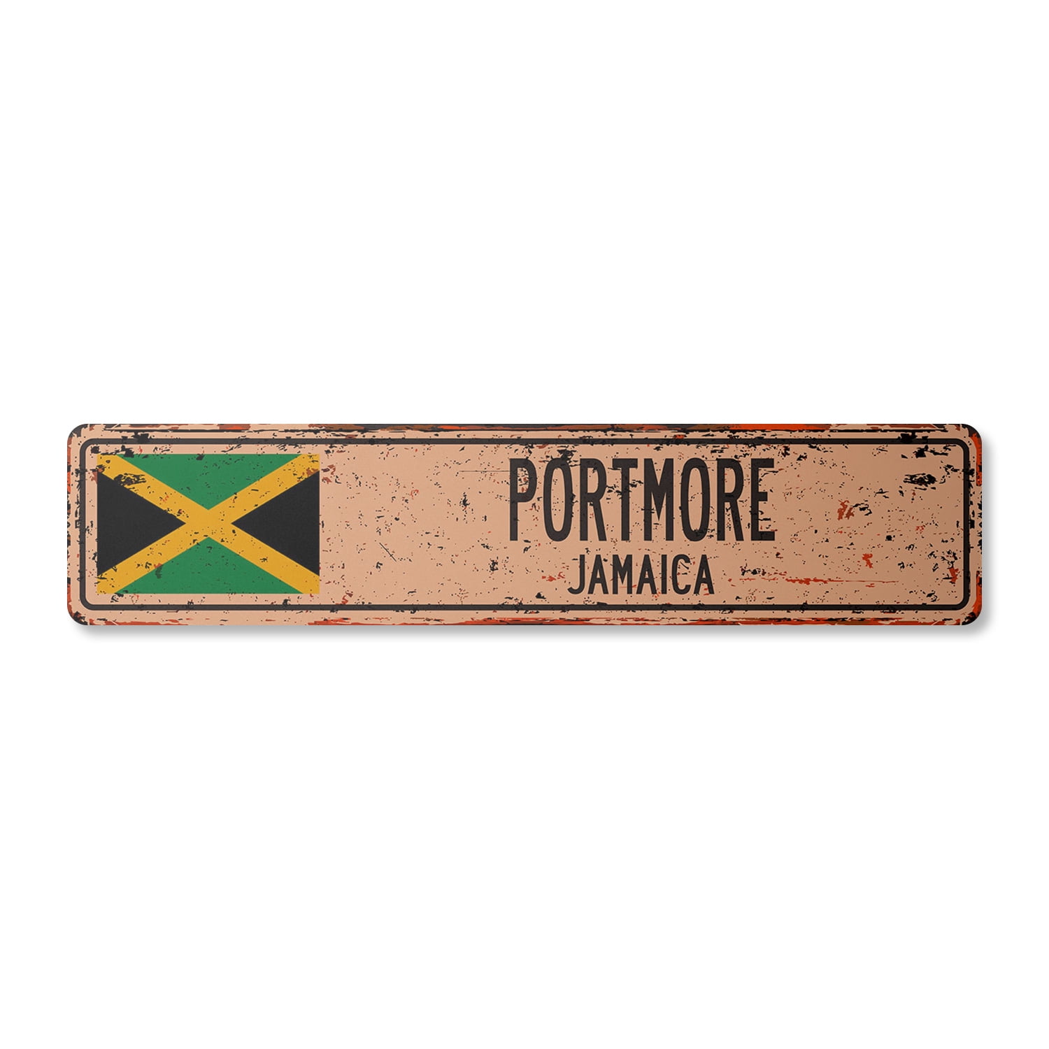 PORTMORE JAMAICA Vintage Aluminum Street Sign Jamaican flag city ...