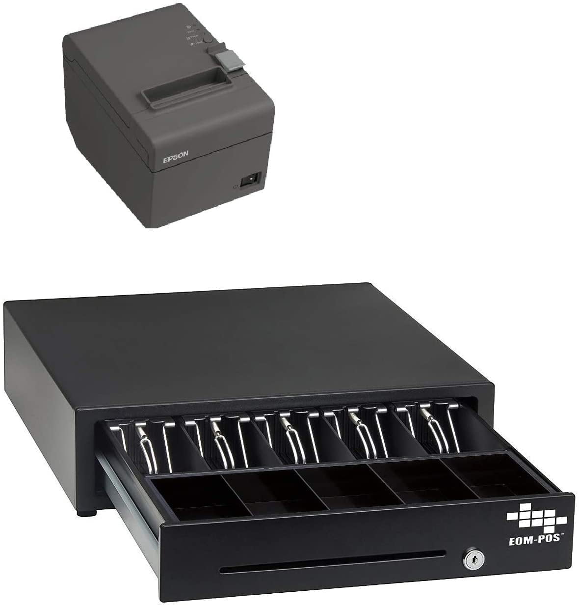 EOM-POS POS Hardware Bundle, 5-Bill 5-Coin Heavy-Duty Cash Drawer ...