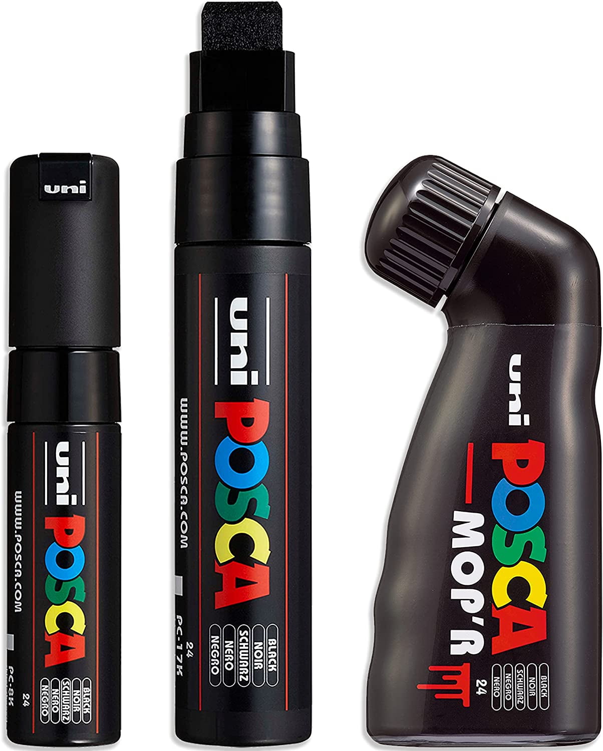 POSCA Fine Permanent Tip Black Paint Marker Pens Set - MOP'R, PC-17K ...