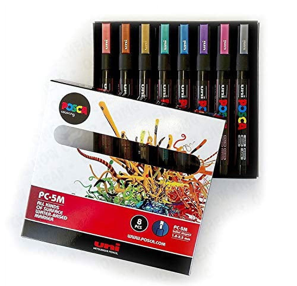 POSCA Colouring - PC-5M Metallic Set of 8 - in Gift Box - Walmart.com