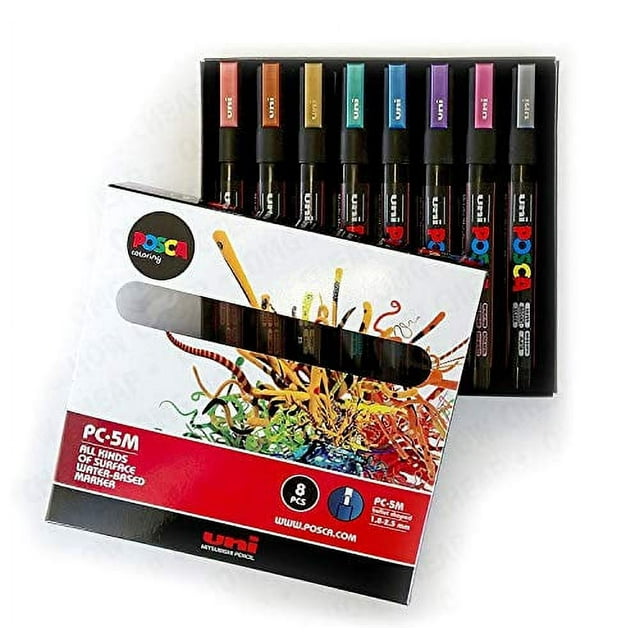POSCA Colouring - PC-5M Metallic Set of 8 - in Gift Box - Walmart.com