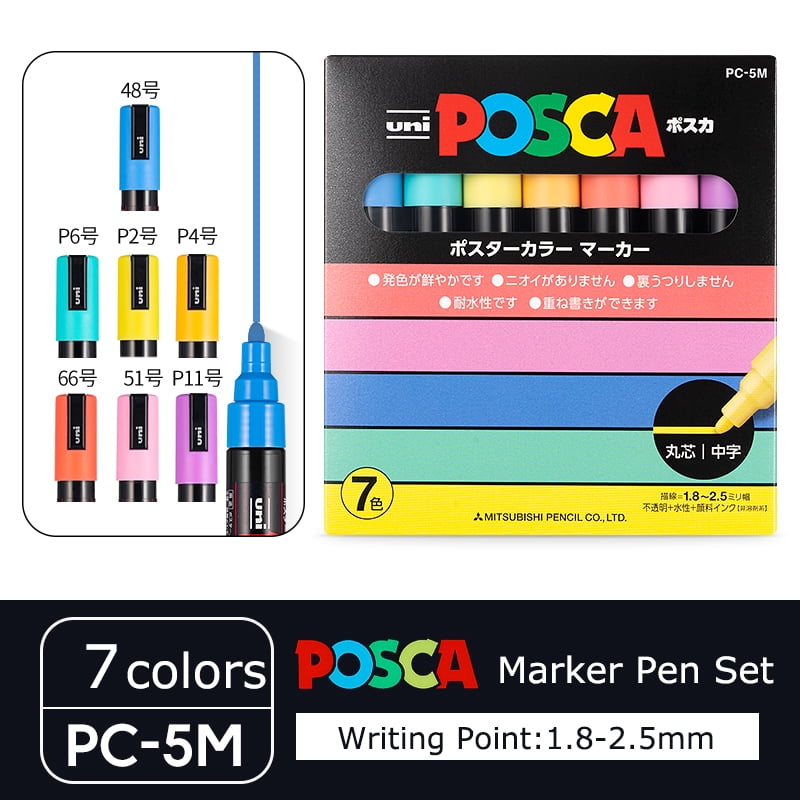 POSCA Marker Pen Set ,PC-1M 3M 5M 7/8/15 Colored Art Acrylic Paint ...