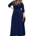 POSESHE Women's Plus Size V-Neck Maxi Dress, 3/4 Sleeve Evening Gown ...