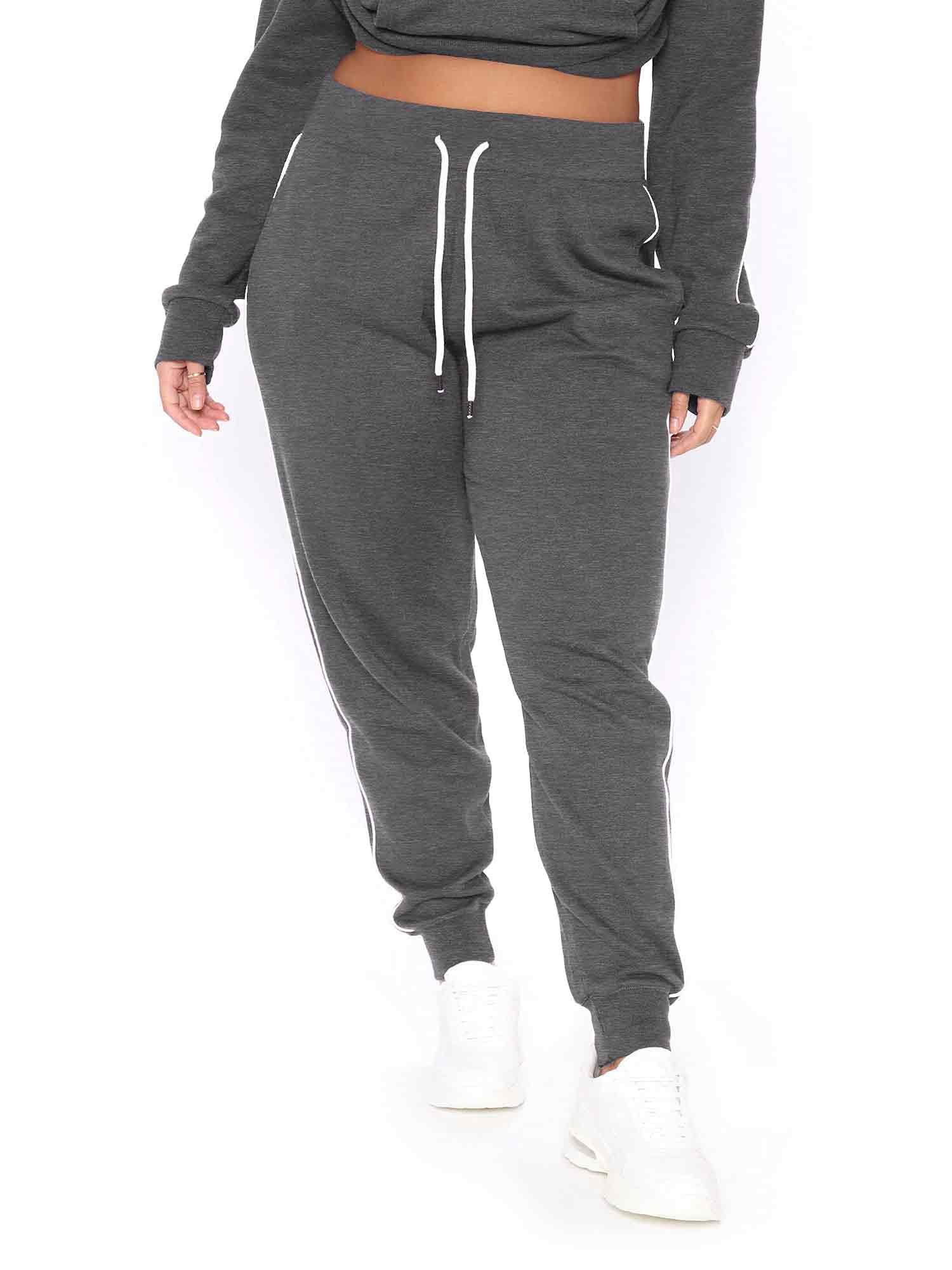POSESHE Women's High Waisted Plus Size Sweatpants, Slim Fit Drawstring ...