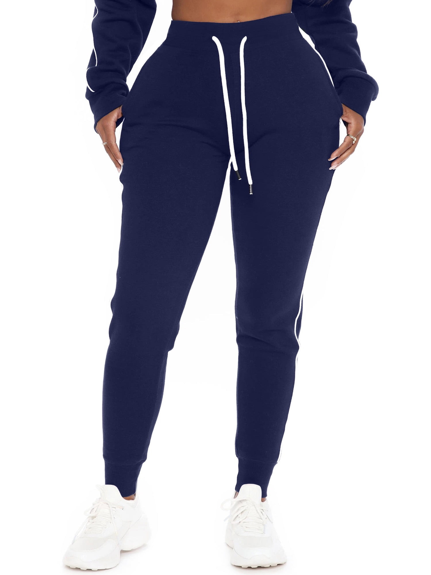 POSESHE Women's High Waisted Joggers, Plus Size Drawstring Slim Fit ...