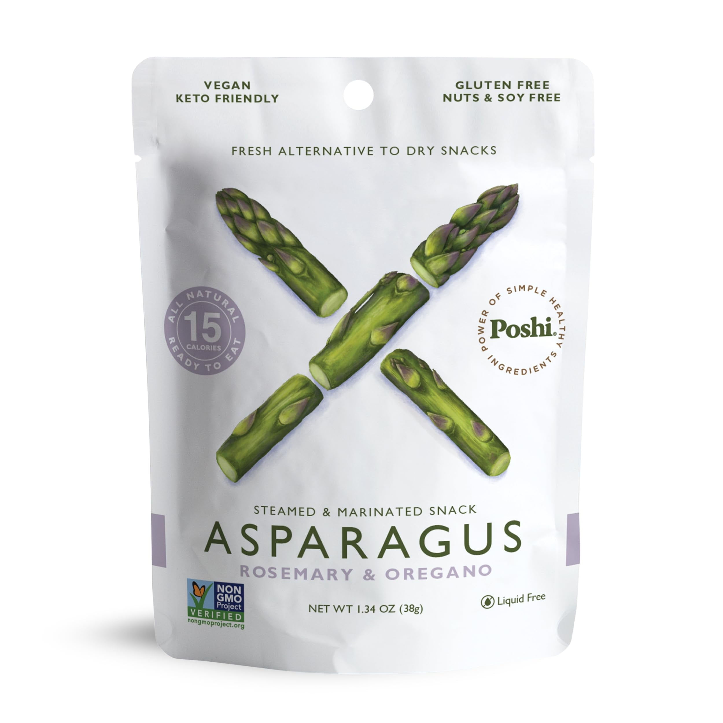 POSHI Marinated Asparagus Cuts ESF27 Snack Pack | Rosemary + Vegan ...