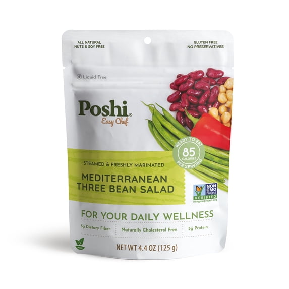 POSHI Mediterranean Three Bean BCF26 Salad Natural, Keto, GMO, Low Carb ...