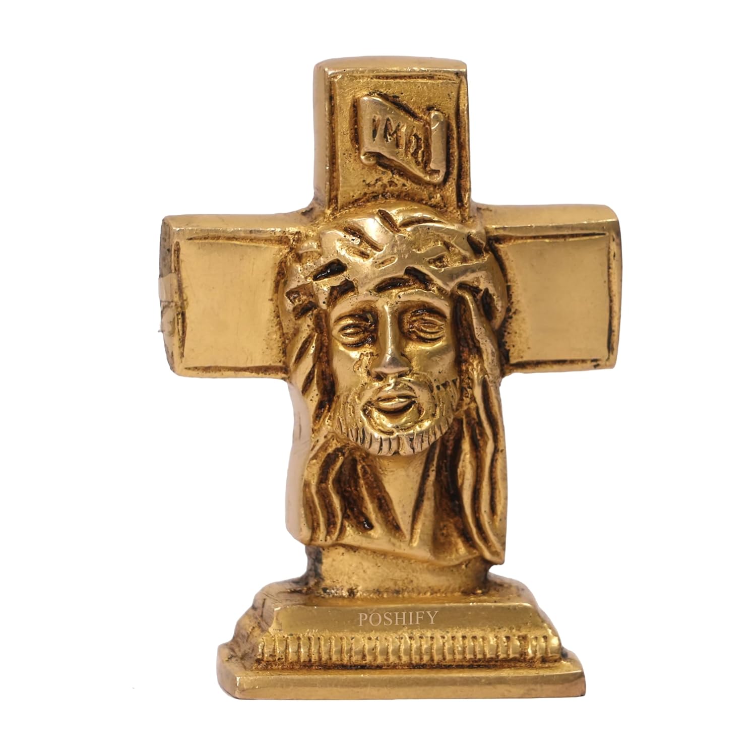 POSHIFY Brass Jesus Christ with Cross for Home Decor and Spiritual ...
