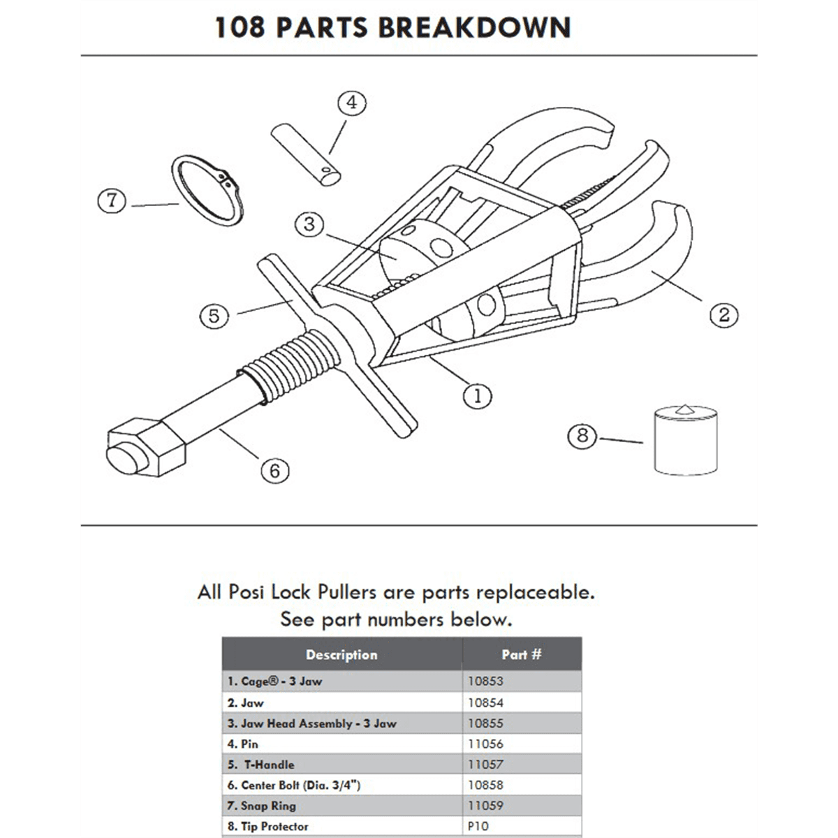 Jaw pin for a 110/210 puller - Walmart.com
