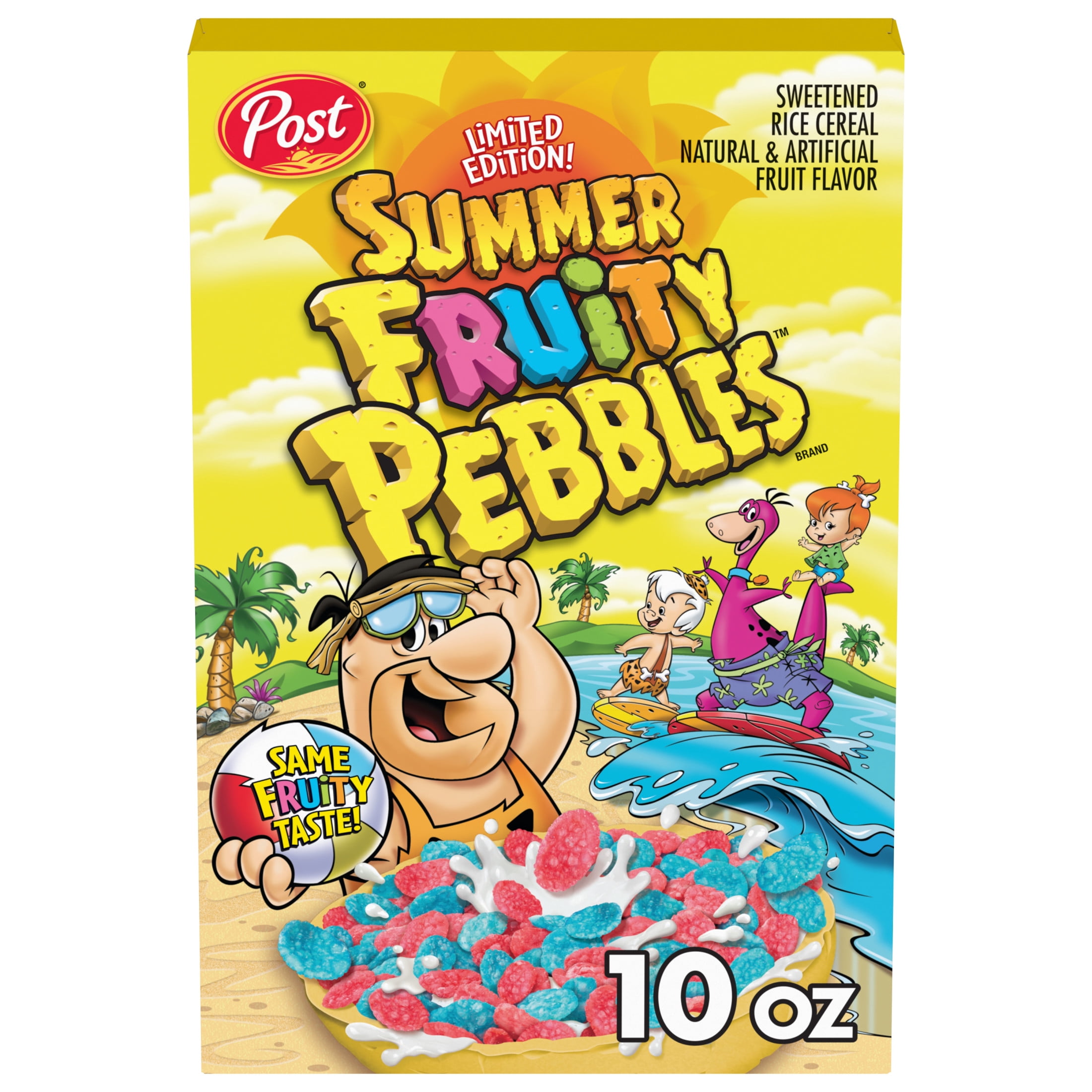 Post Summer Fruity Pebbles, Fruity Flavor Cereal, Crunchy Snack, 10 oz ...