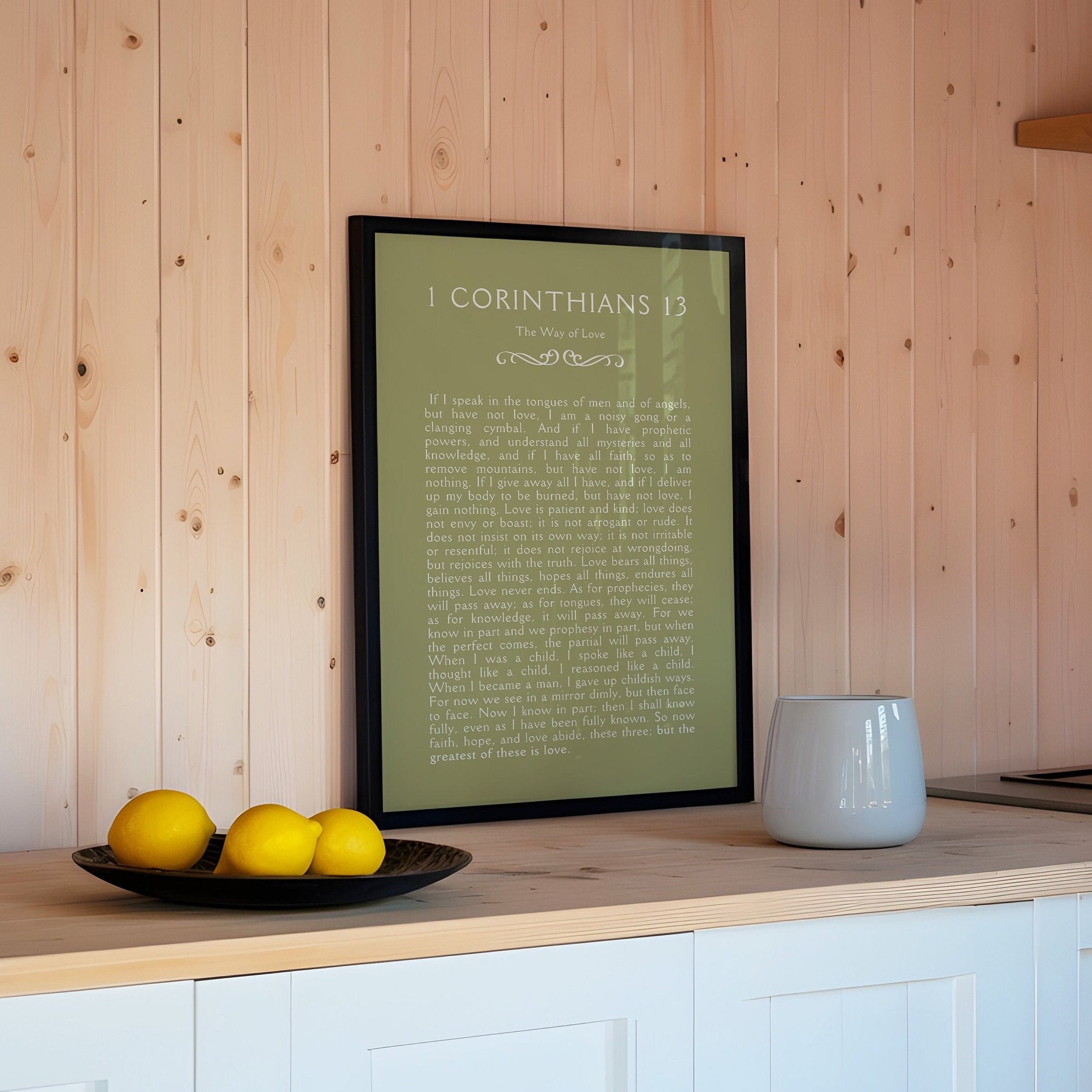 Poster 1 Corinthians 13 Christian Wall Art Sage Green Bible Verse Decor ...