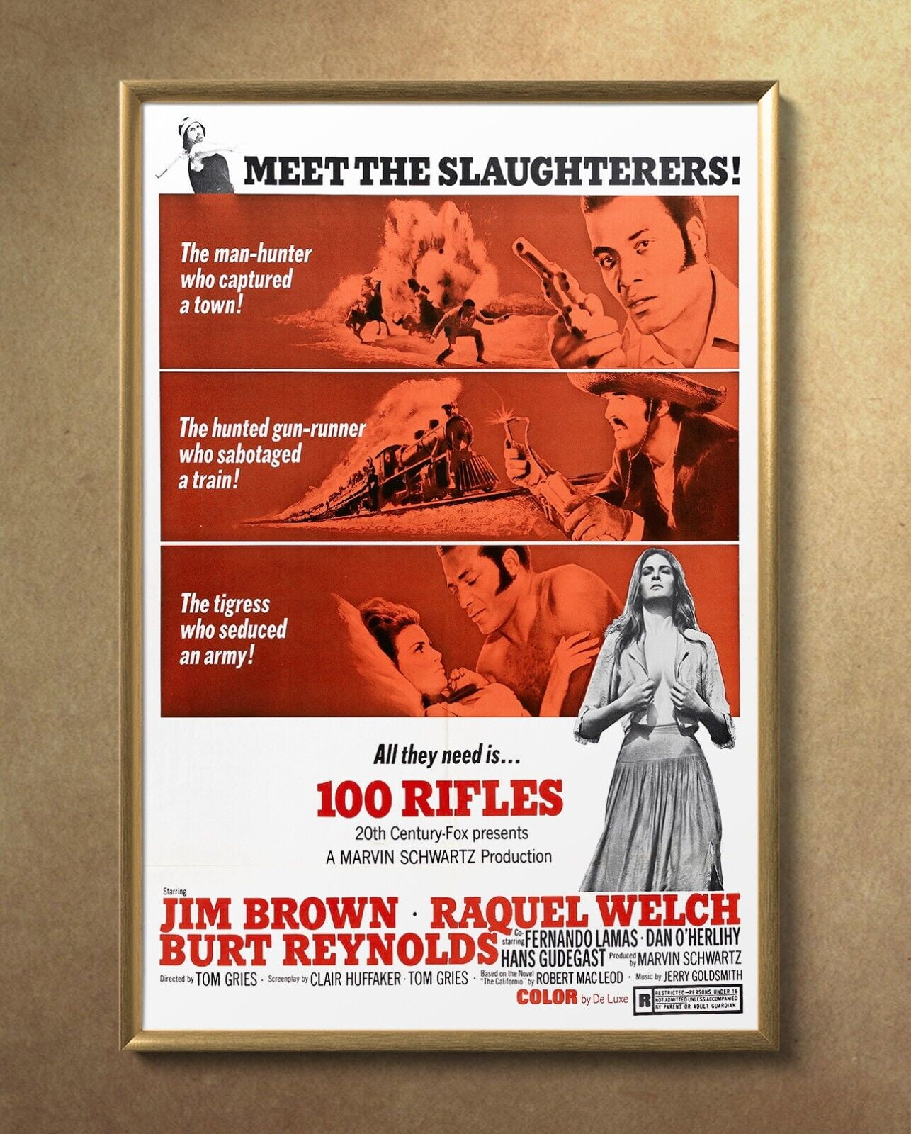 POSTER 100 Rifles Raquel Welch 1969 Movie Poster-24x36-UNFRAMED ...