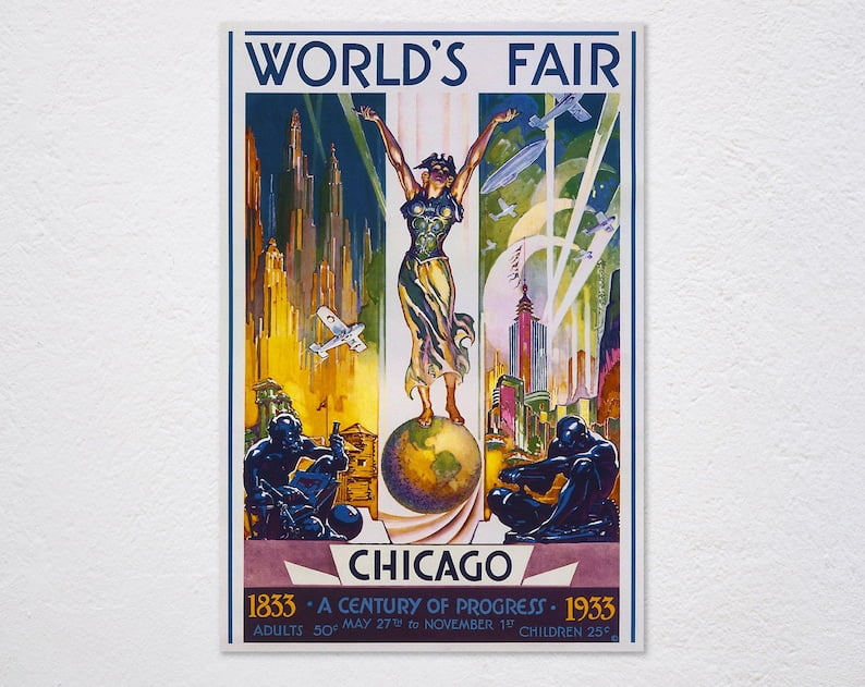 POSTER 1833 1933 World's Fair Chicago Illinois A Century Of Progress ...