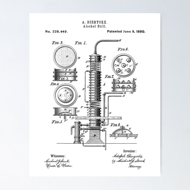 POSTER 1880 Alcohol Still 1880 Vintage Patent White Background POSTER ...