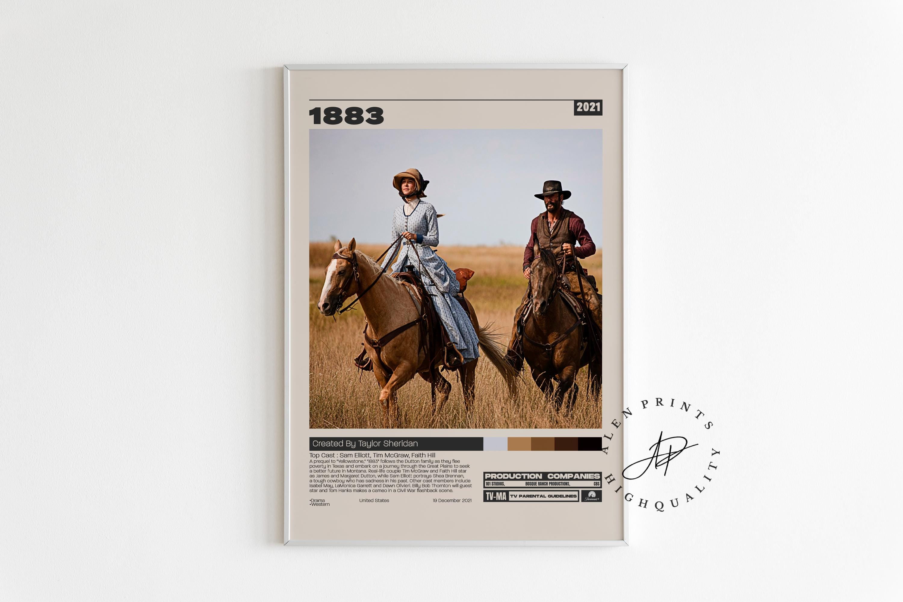 POSTER 1883 Poster, Taylor Sheridan, Minimalist Tv Series, Vintage ...