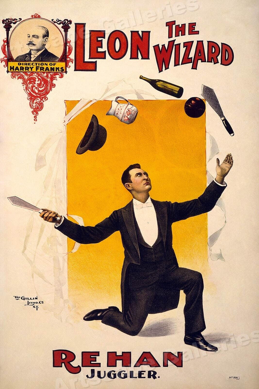 POSTER 1890s Circus Juggling Poster - Leon "The Wizard" Rehan-12x18 ...