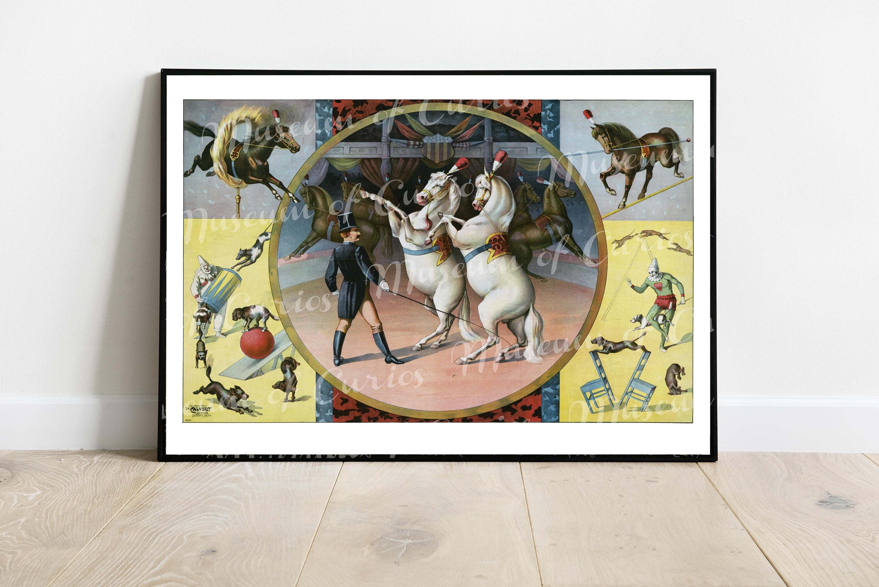 POSTER 1891, Performing White Horses, printable, vintage circus poster ...