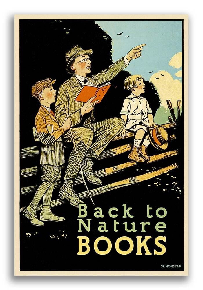 POSTER 1910 "Back to Nature" Reading Outdoors Vintage Style Poster ...