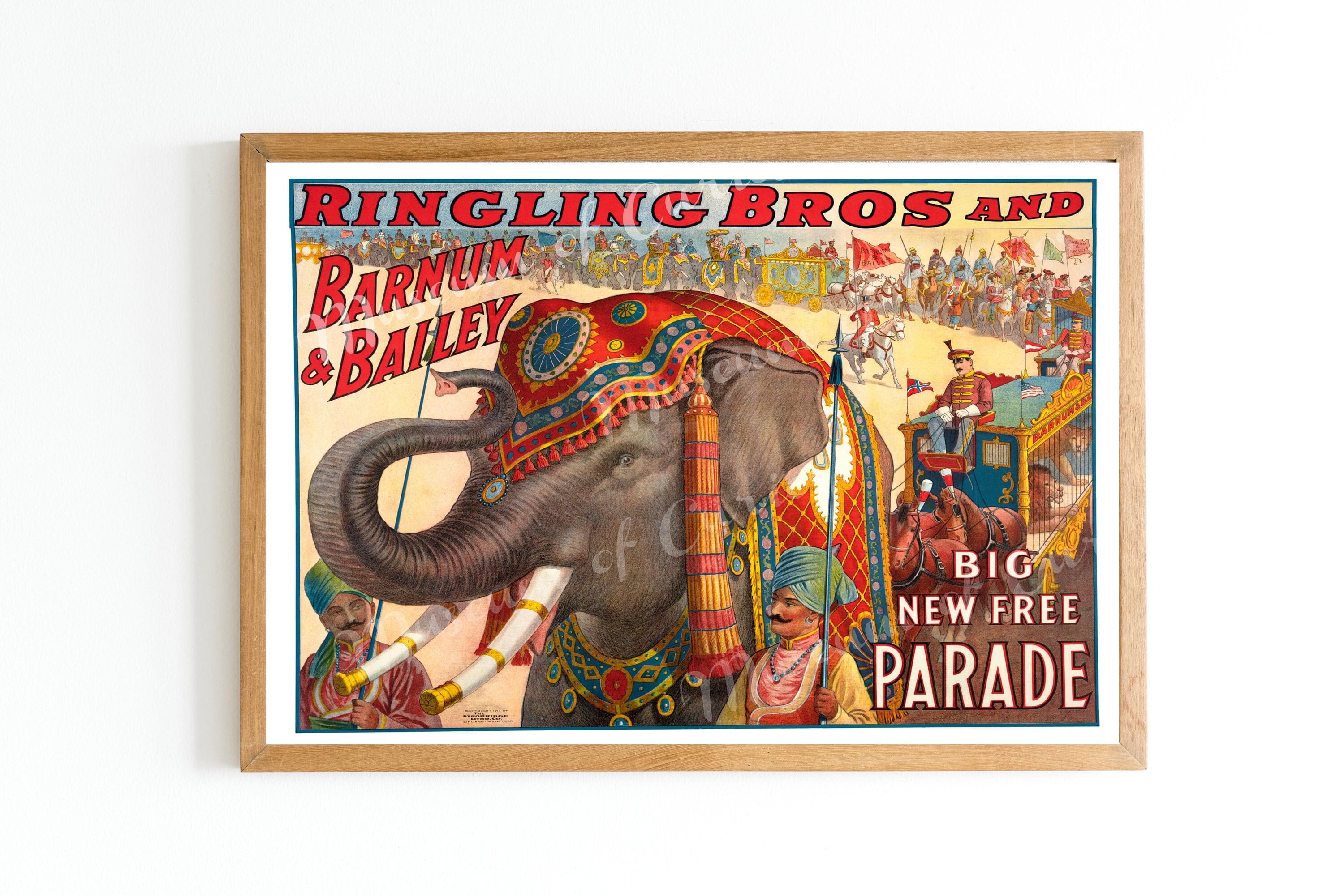 POSTER 1917, Ringling Bros, Barnum & Bailey, Printable, Vintage Circus ...